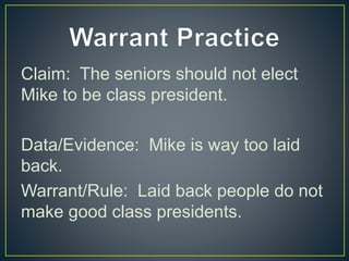 Claim-Evidence-Warrant - A lesson in high school ENGLISH | PPTX