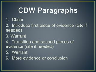 Claim-Evidence-Warrant - A lesson in high school ENGLISH | PPTX