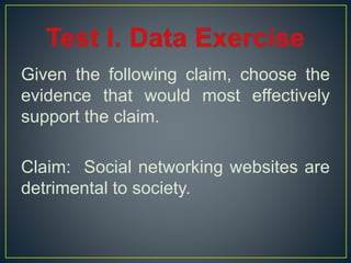 Claim-Evidence-Warrant - A lesson in high school ENGLISH | PPTX