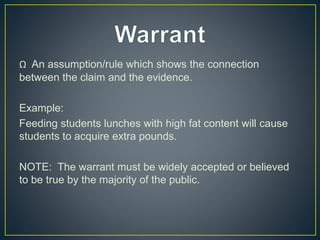 Claim-Evidence-Warrant - A lesson in high school ENGLISH | PPTX