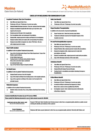 Apollo Munich Maxima Claim Form | PDF