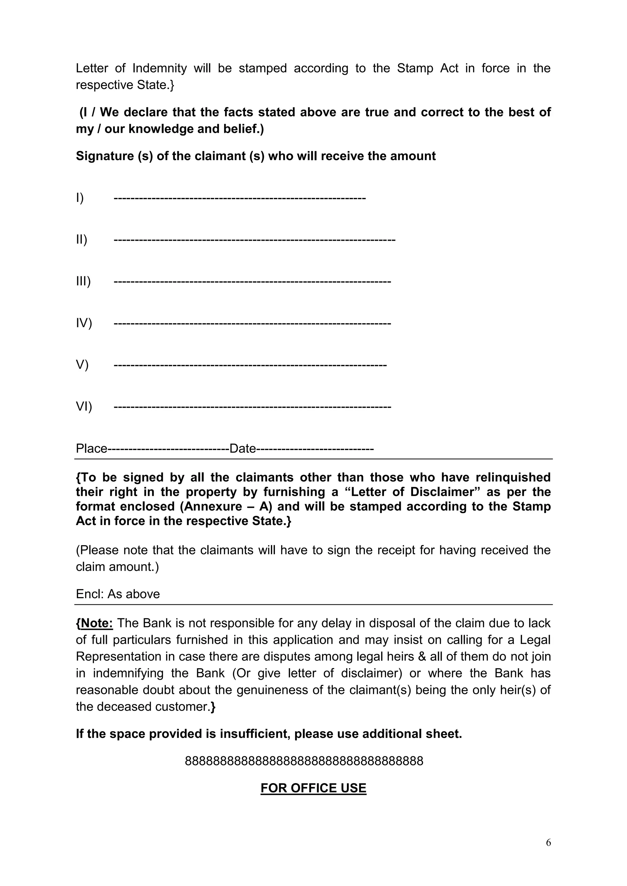 Claim application form sbi bank | PDF