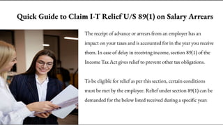 Simplified Procedure for Claiming Income Tax Relief Under Section 89(1 ...