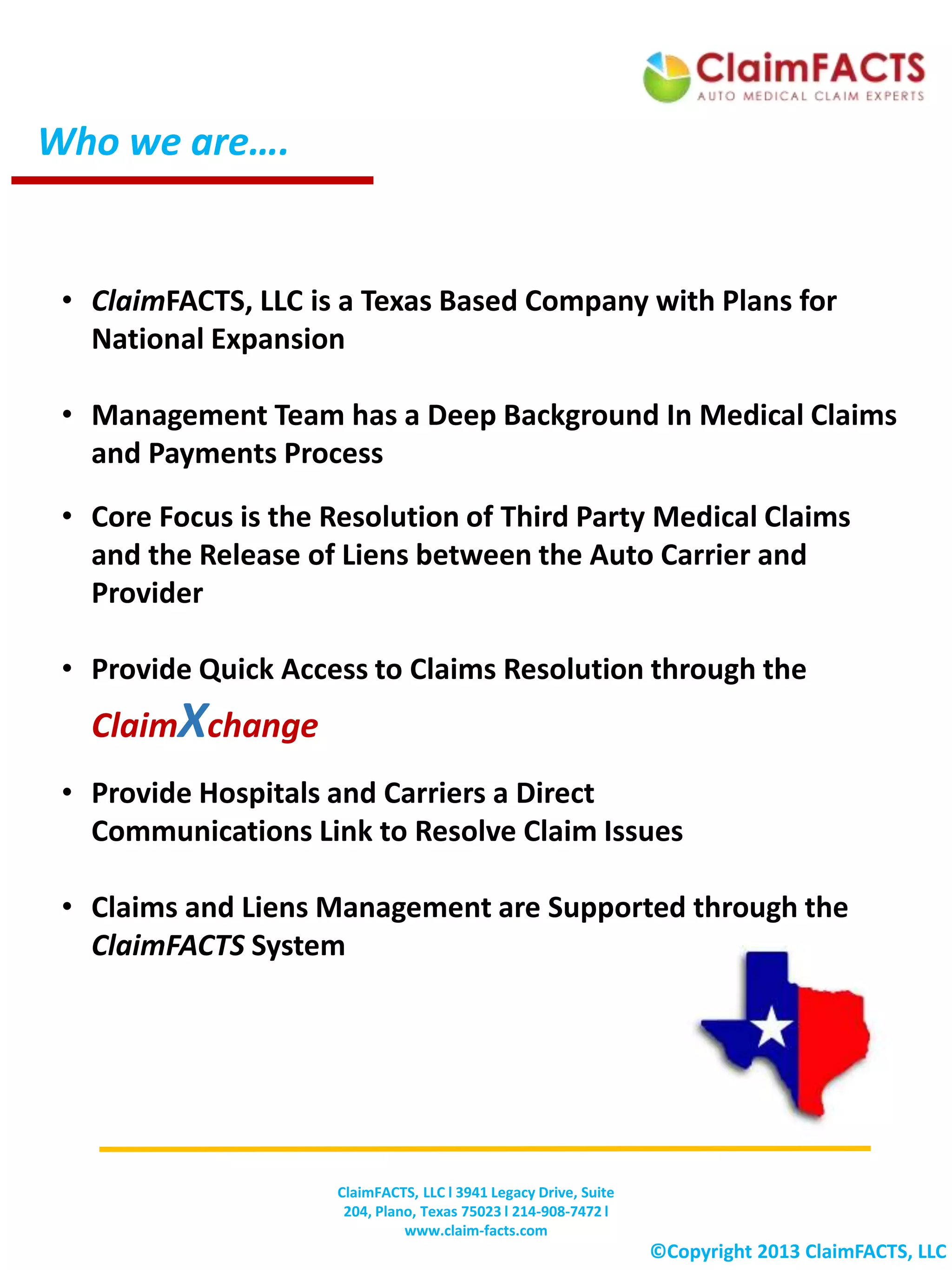 Claim facts overview brochure rev 3 07 11 13 | PPTX