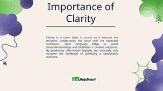 Claim Letter Example, Claim Letter Template | PPT