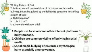 Claim of fact, policy and value for grade 1o English subject | PPTX