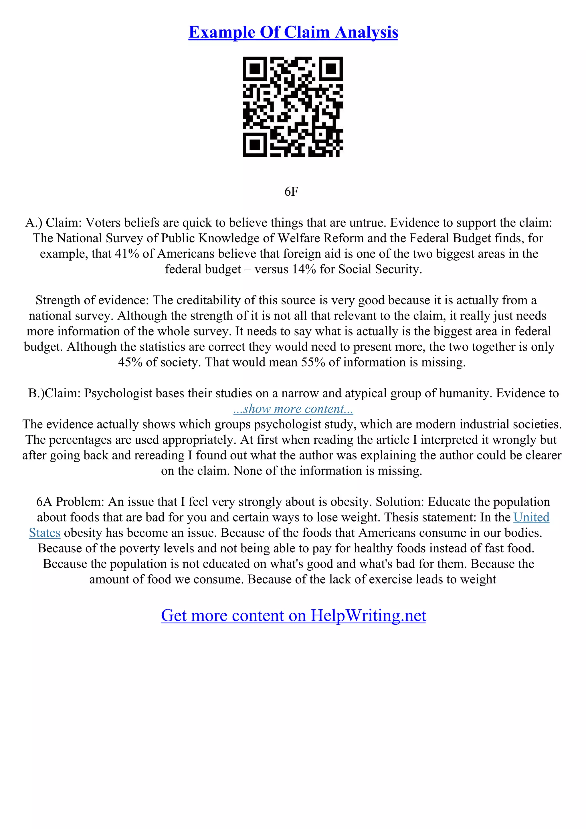 Claim Of Fact Essay Examples | PDF | Political Issues & policy | Politics