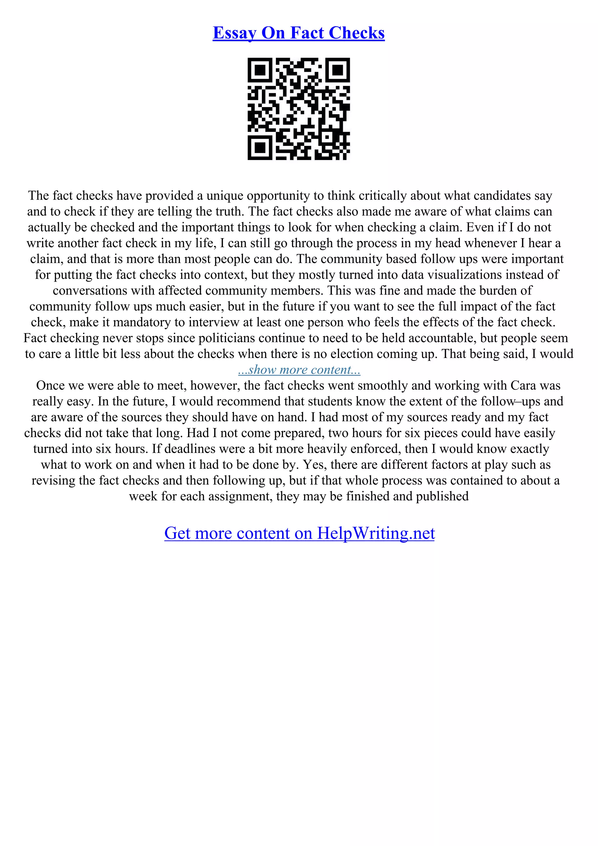 Claim Of Fact Essay Examples | PDF | Political Issues & policy | Politics