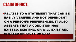 claim of fact a powerpoint presentations | PPTX
