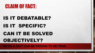 claim of fact a powerpoint presentations | PPTX