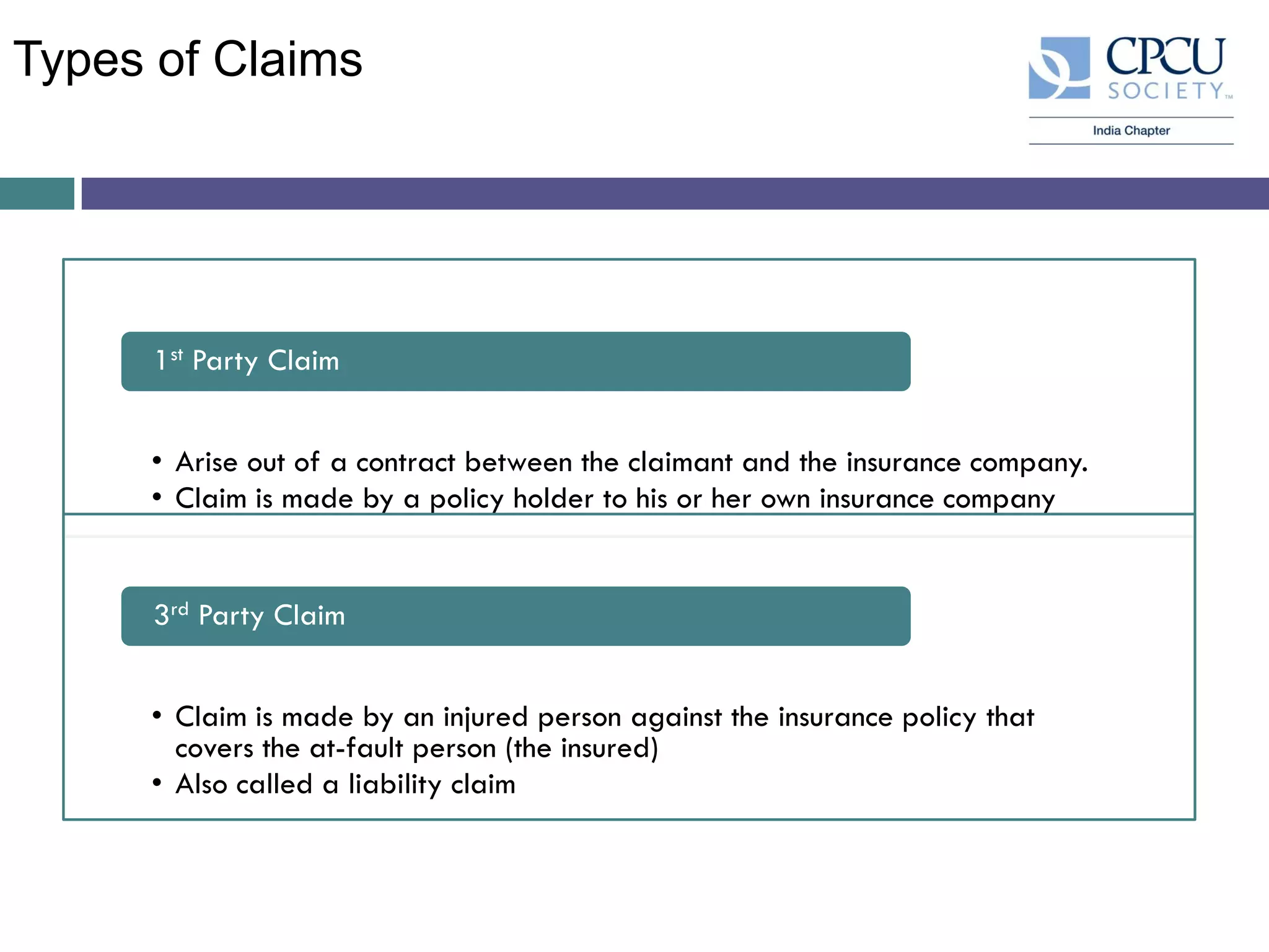 CPCU India Chapter | Webinar on Claim Operations - By Sneha RoyChoudhury | PDF