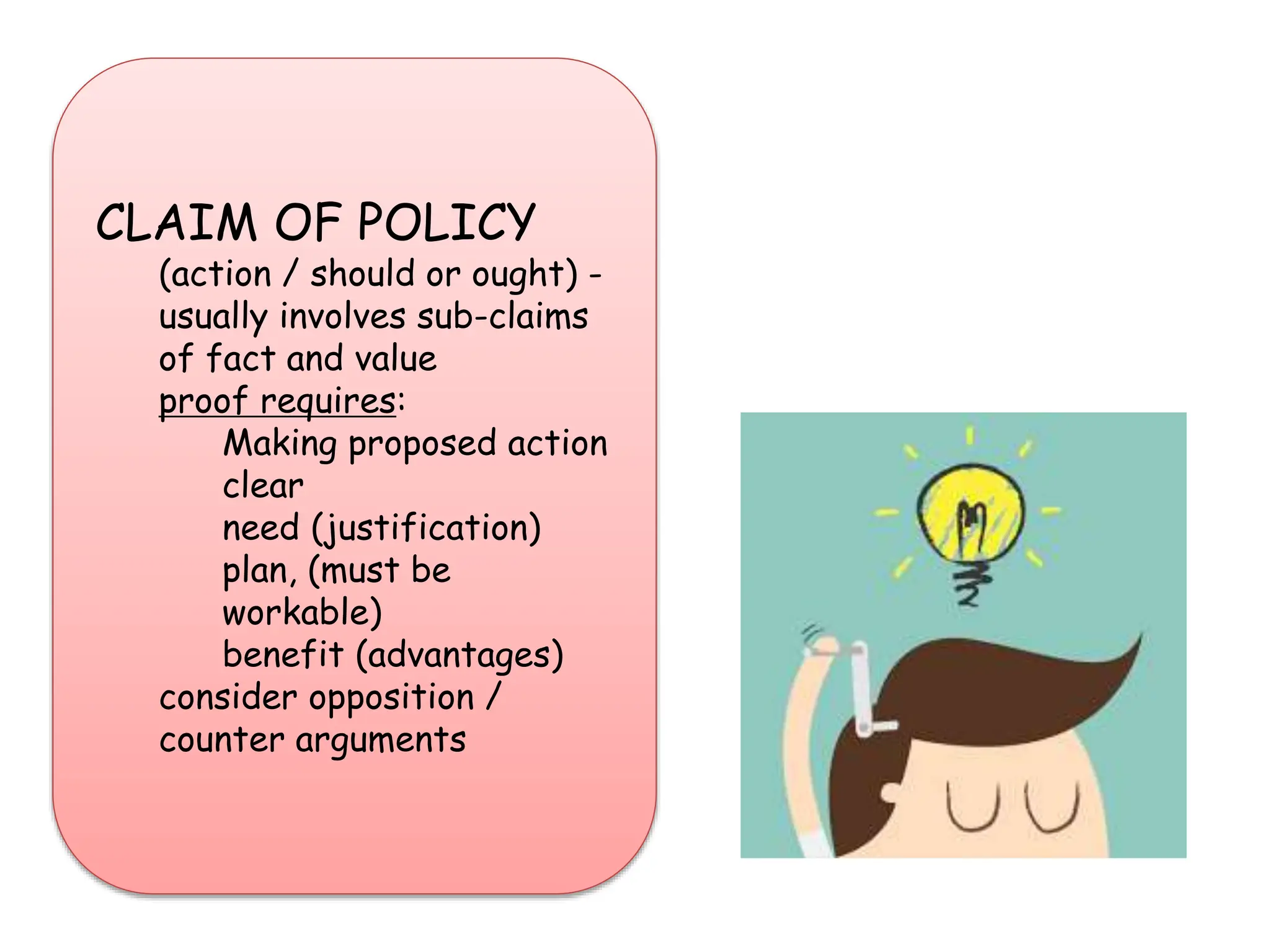 claims of fact, claims of policy claims of and value | PDF