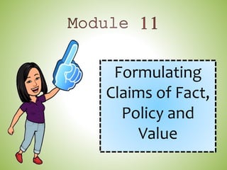 claims of fact, claims of policy claims of and value | PDF