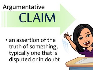 claims of fact, claims of policy claims of and value | PDF