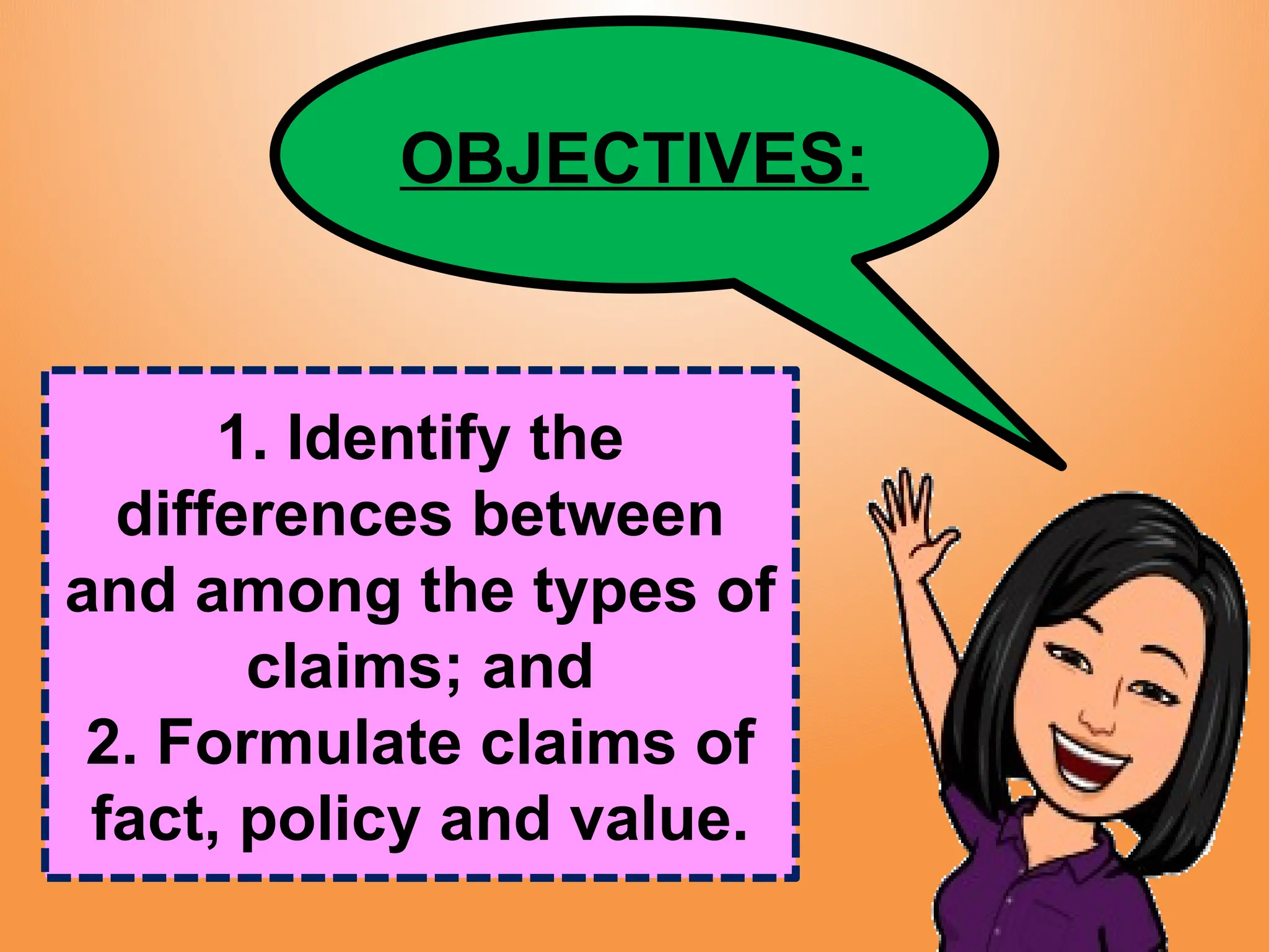 claims reading and writing grade eleven senior high school | PPTX