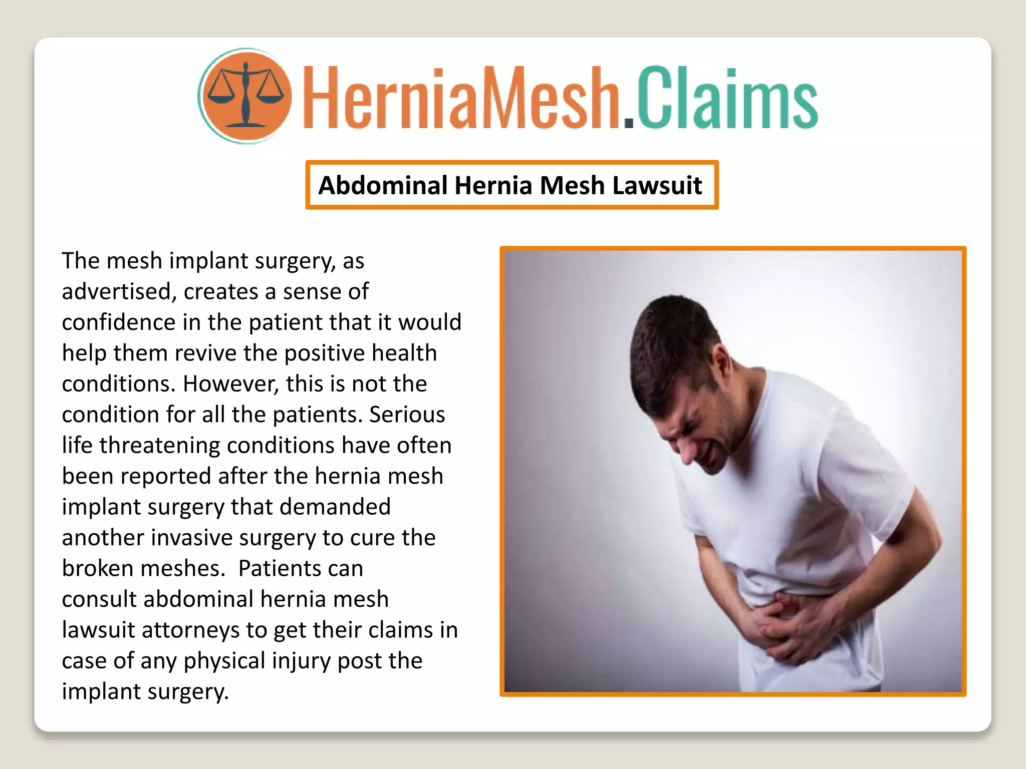 Claims For Serious Injuries & Complications | Hernia Mesh Claims | PPTX