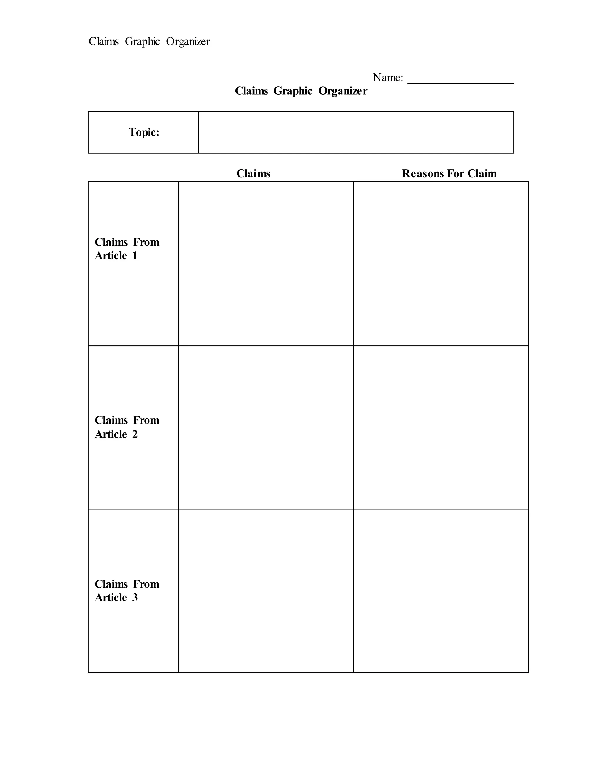 Claims graphic organizer | PDF