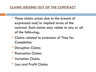 Claims in Contract - For FIDIC 1999 .ppt