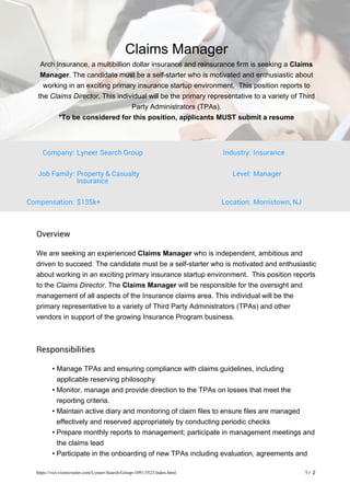 Claims Manager | PDF