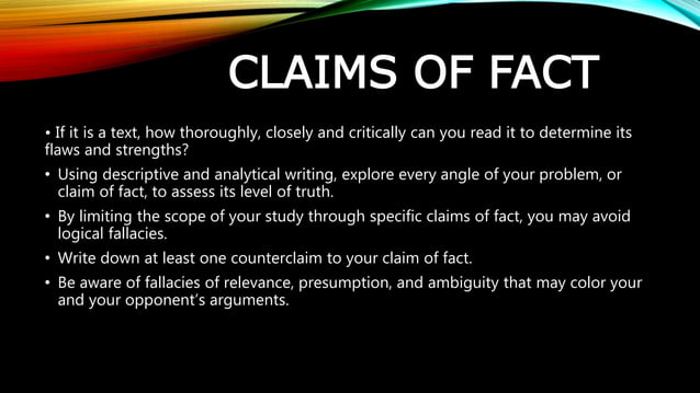 Claims of Fact, Policy & Value | PPTX | Political Issues & policy ...
