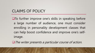 Claims of Fact, Value and Policy.pptx