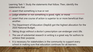 Claims of Fact, Value and Policy.pptx