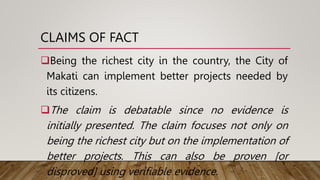 Claims of Fact, Value and Policy.pptx