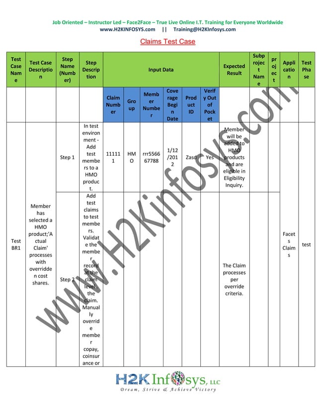 Claims Test Case | Health Care Domain | PDF