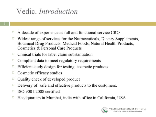 Claim substantiation for Cosmeceuticals / Personal Care Products ...