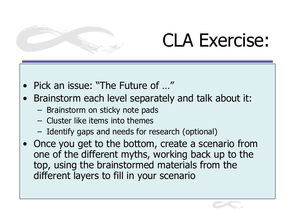 CLA Causal Layered Analysis Brief Introduction CLA Causal Layered Analysis Brief Introduction
