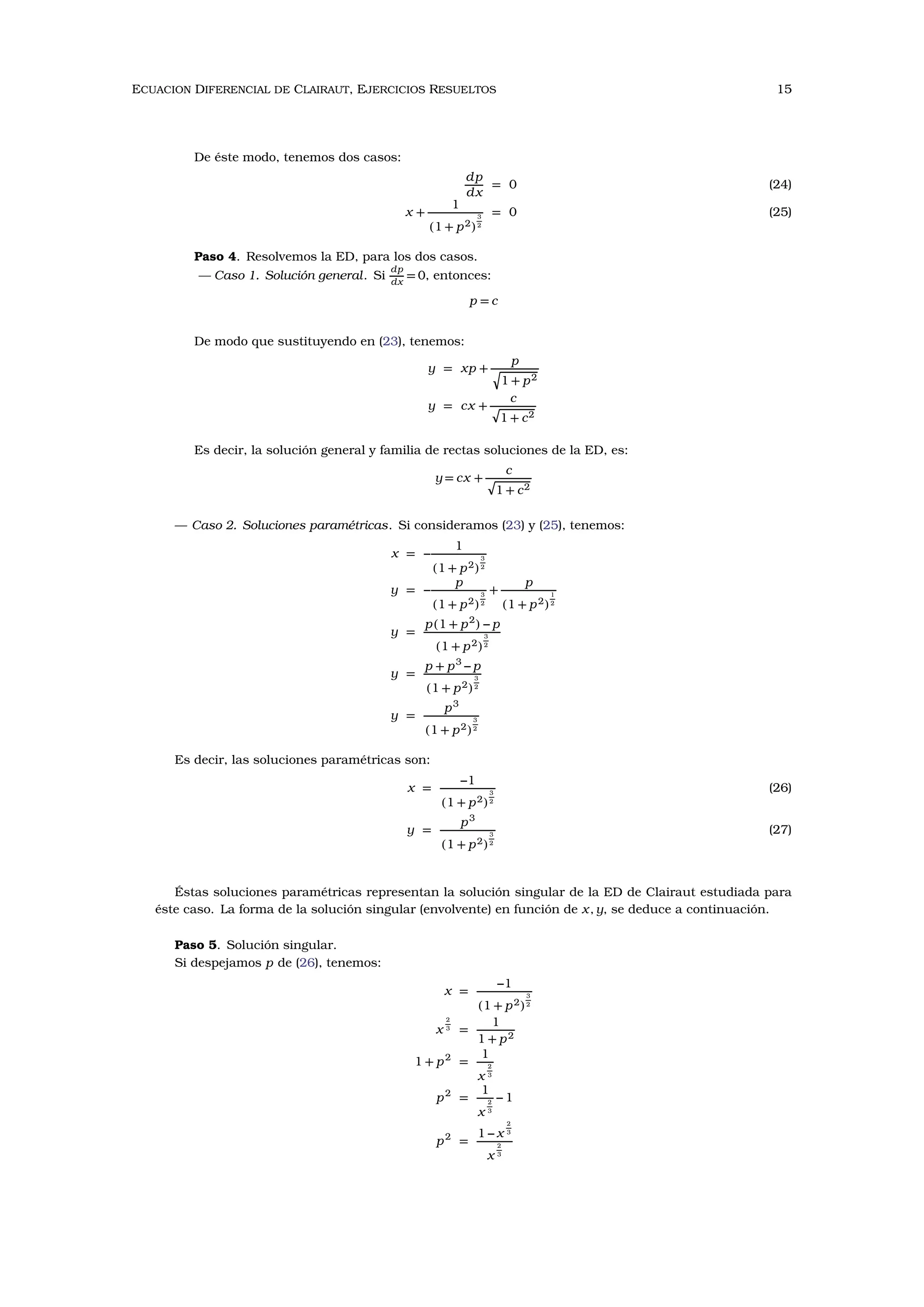 Ecuacion Diferencial de Clairaut, Ejercicios Resueltos | PDF