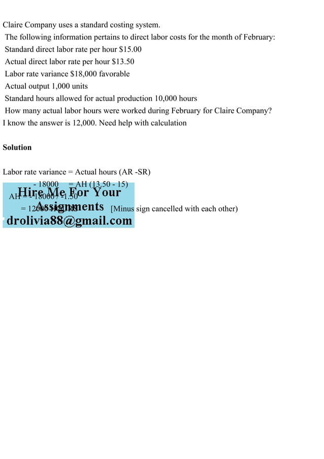 Claire Company uses a standard costing system. The following infor.pdf