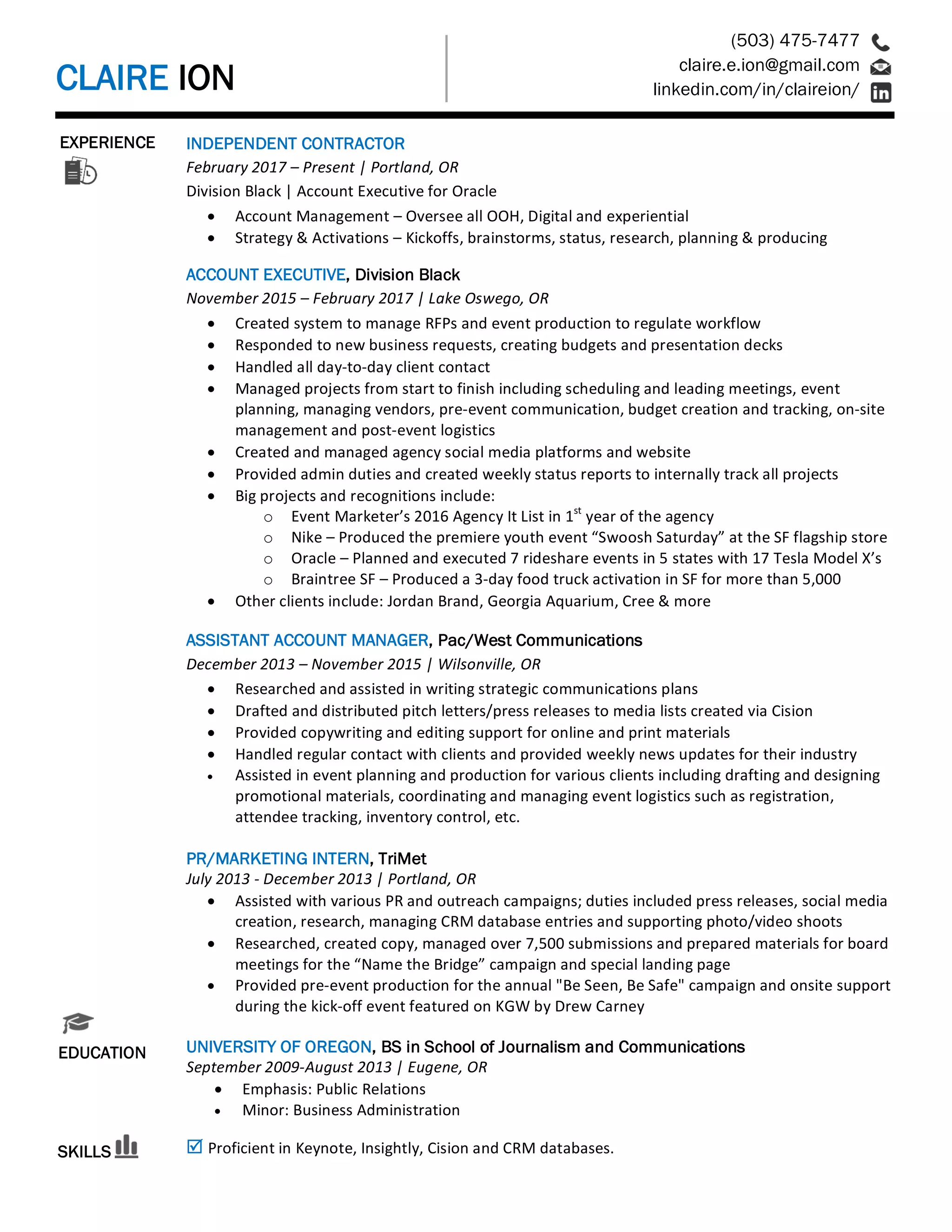 Claire Ion - Resume | PDF