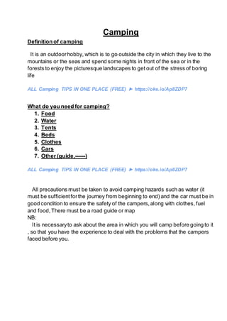 Camping | DOCX | Camping | Travel Type