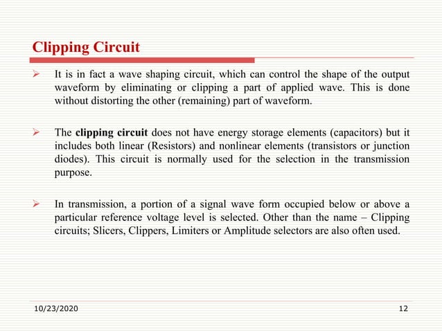 Clamping Circuit and Clipping Circuit | PDF | Home Appliances | Home & Garden