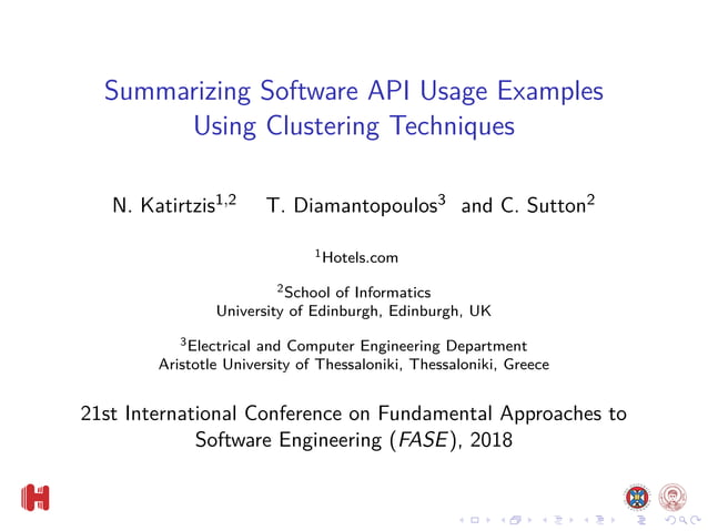 Summarizing Software API Usage Examples Using Clustering Techniques | PDF