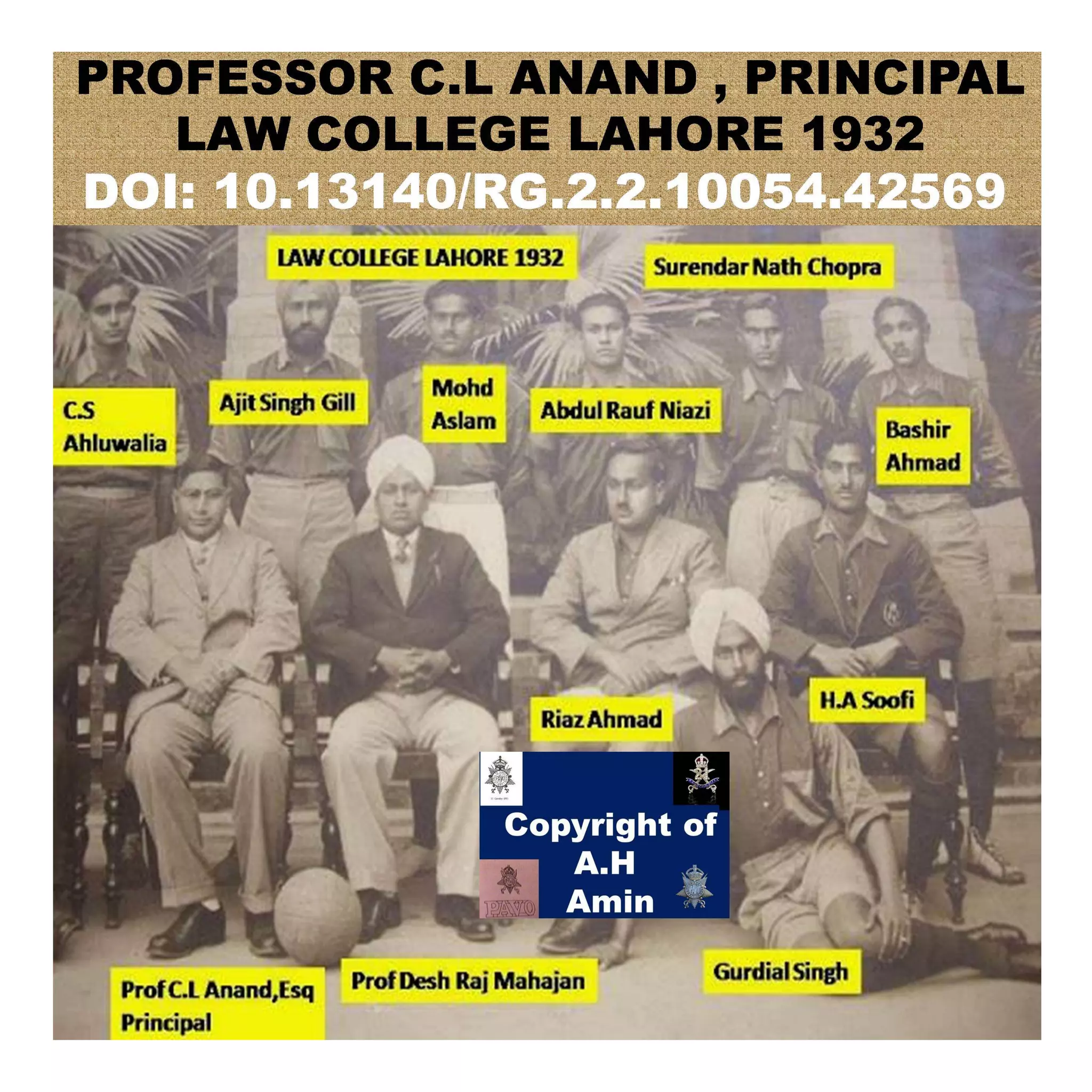 PROFESSOR C.L ANAND , PRINCIPAL LAW COLLEGE LAHORE 1932 | DOCX