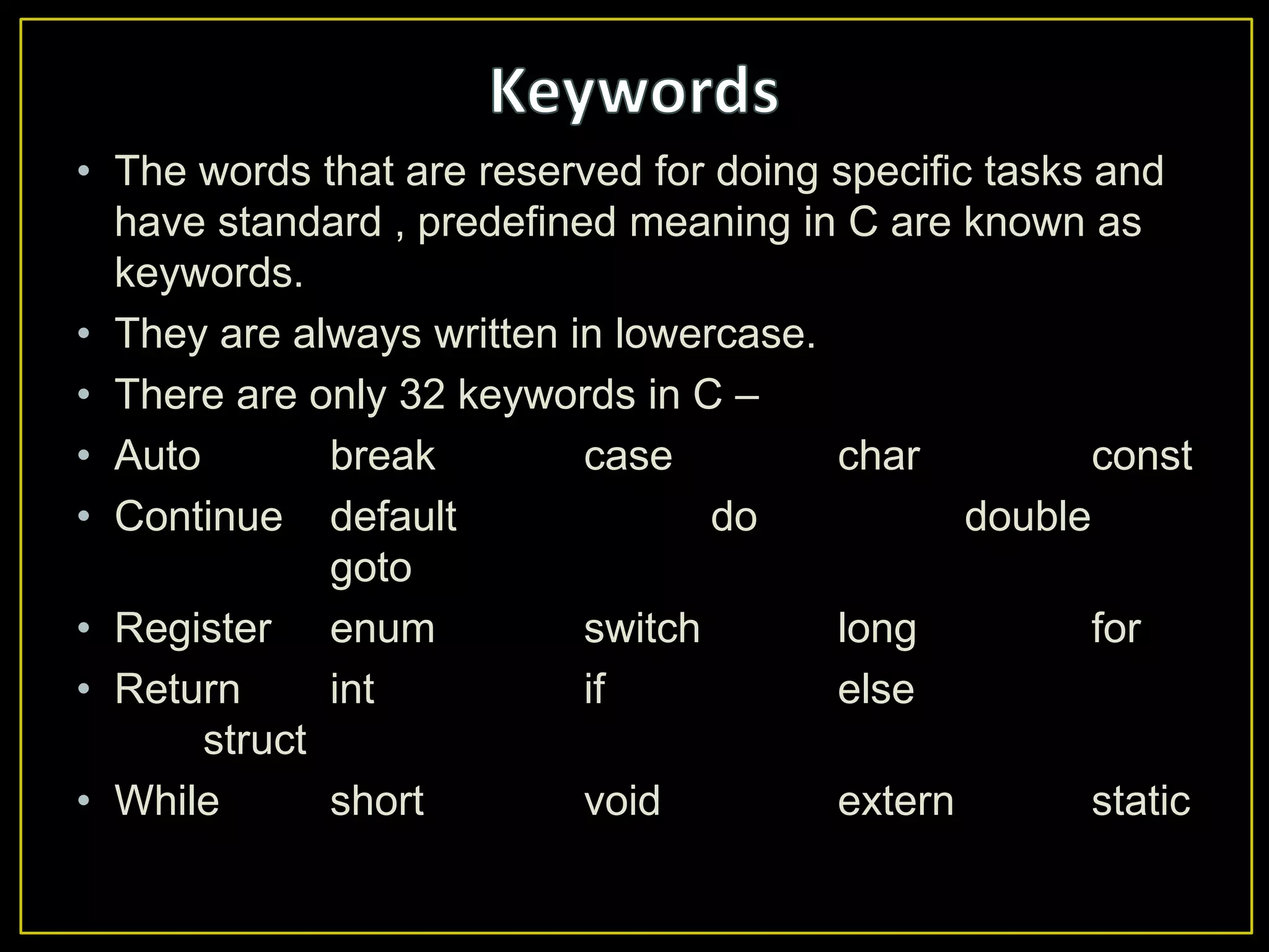 C Language presentation | PPT