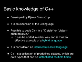 C++ language | PPTX | Programming Languages | Computing