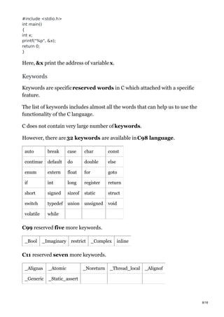 Basic Information About C language PDF | PDF