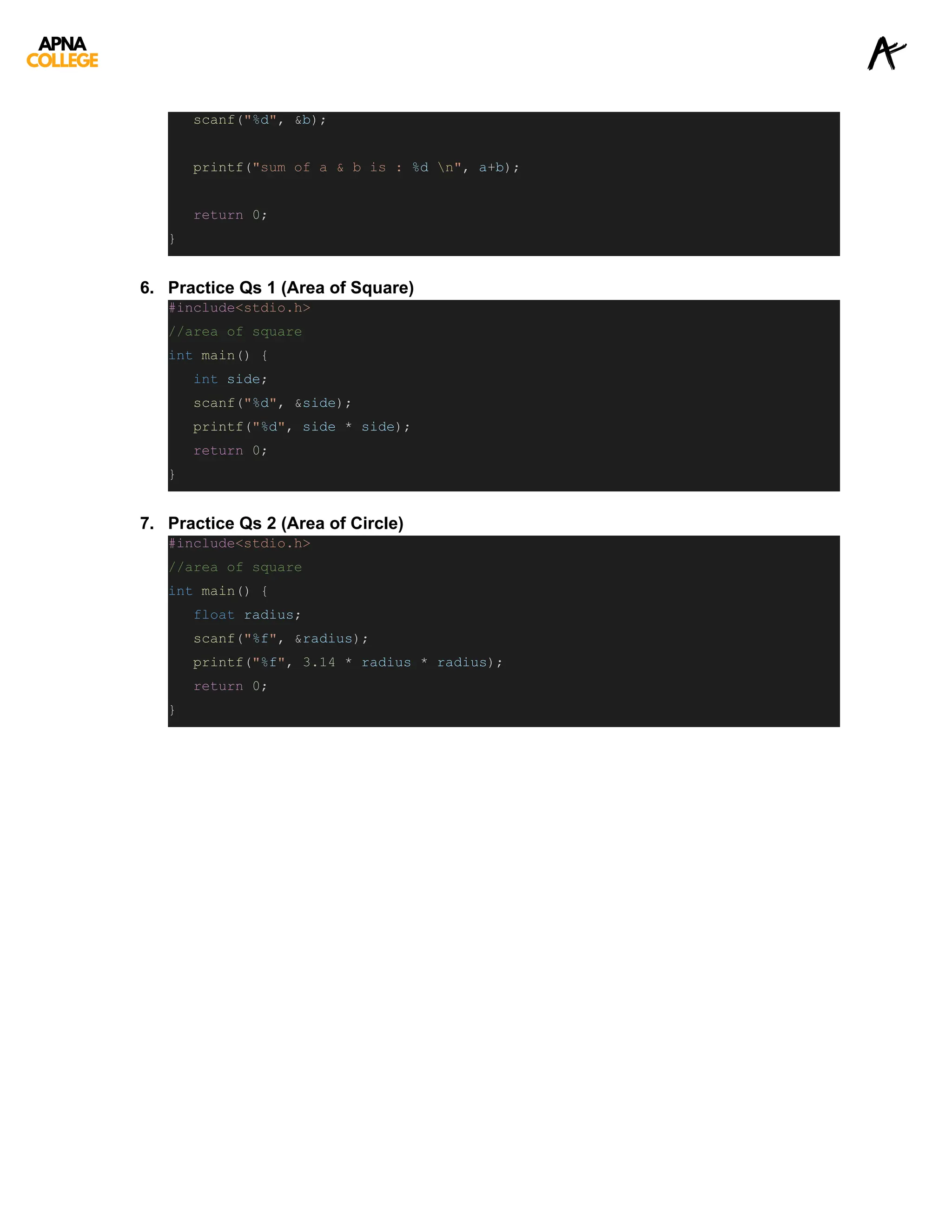 C Language Concept With Code Apna College Pdf