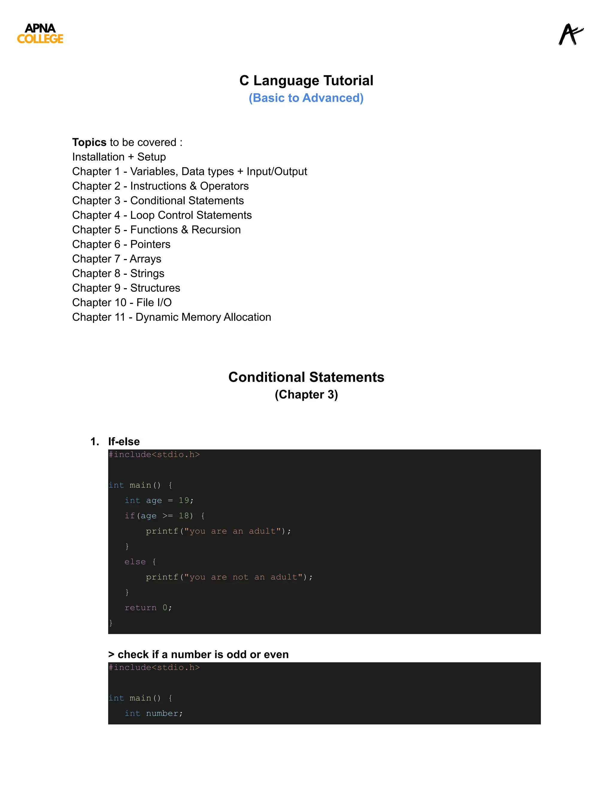 C language concept with code apna college.pdf | Programming Languages | Computing