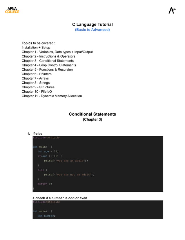 C language concept with code apna college.pdf | Programming Languages ...
