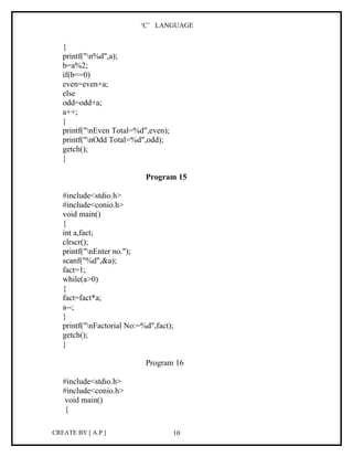 'C' language notes (a.p) | DOC