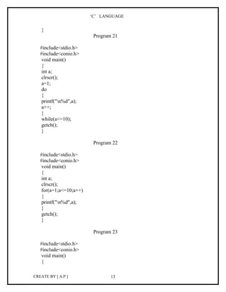 'C' language notes (a.p) | DOC