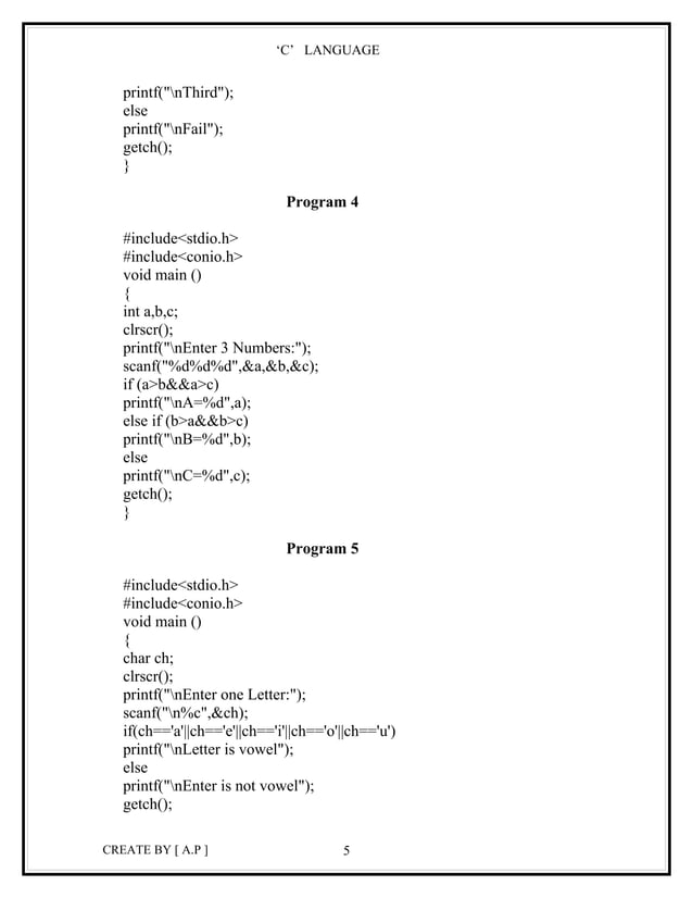 'C' language notes (a.p) | DOC