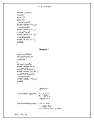 'C' language notes (a.p) | PDF