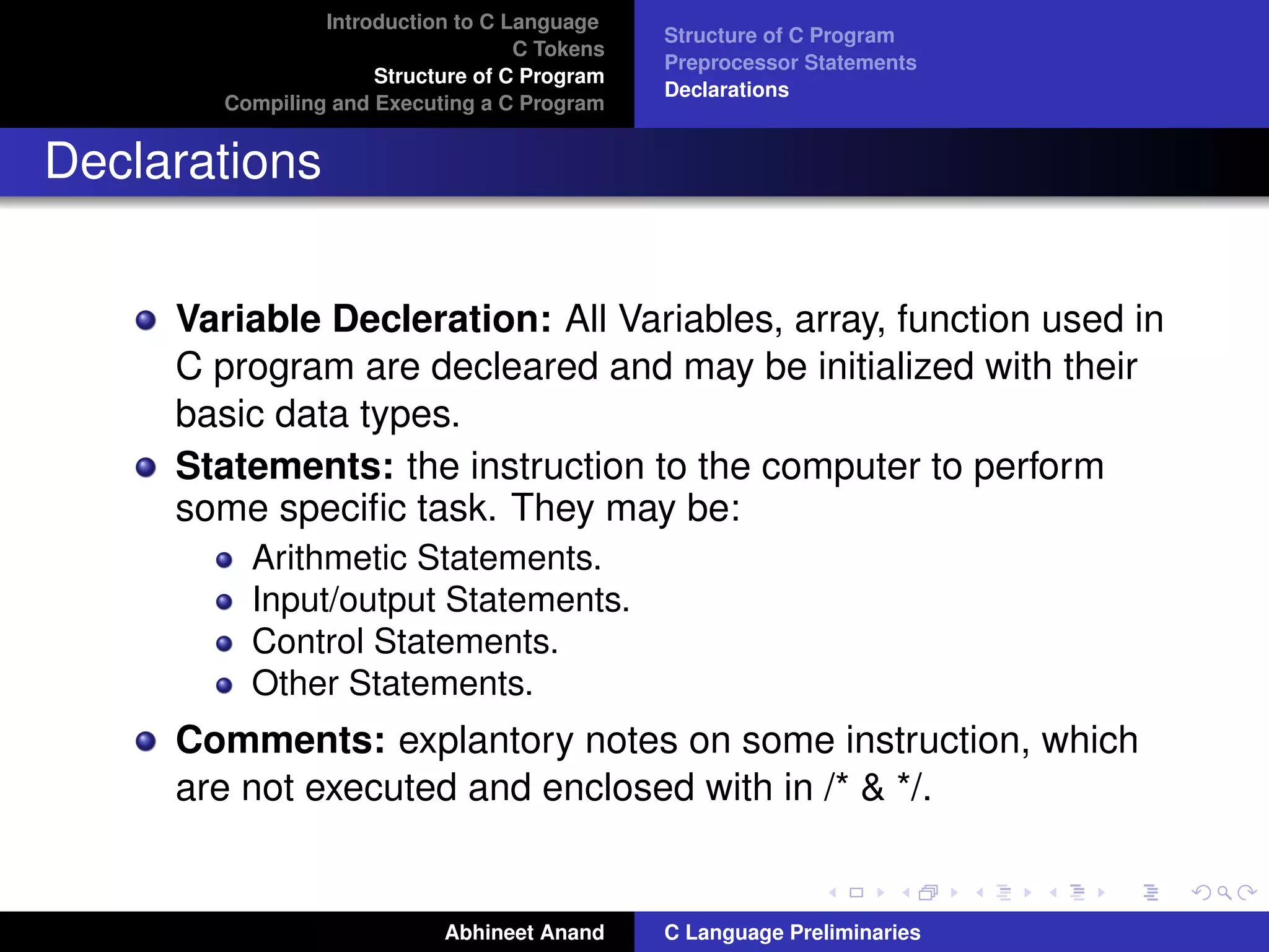 C language preliminaries | PDF | Programming Languages | Computing