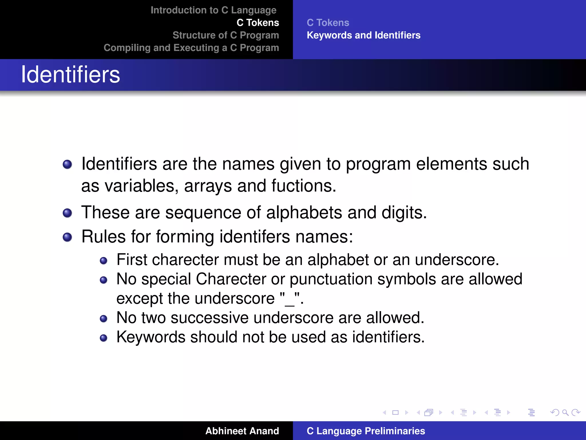 C language preliminaries | PDF