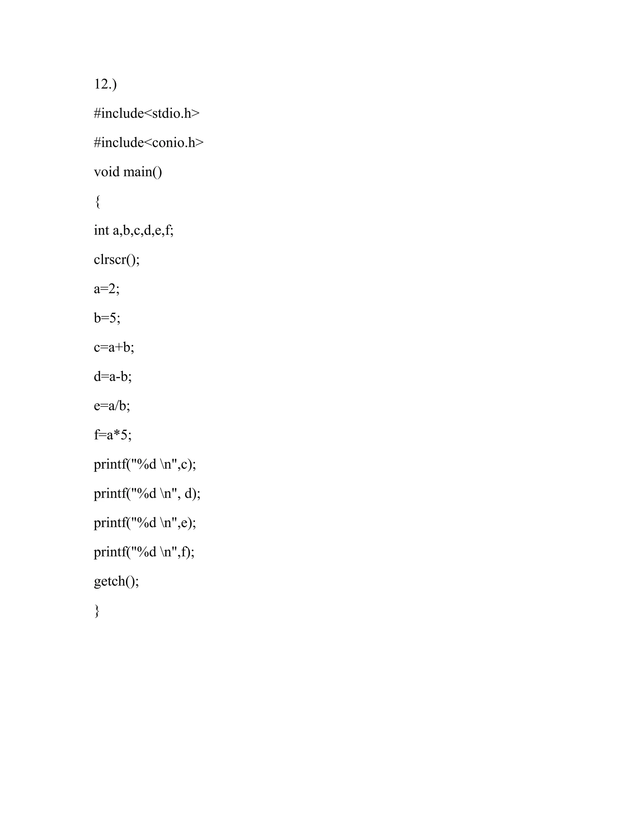 C Language Program Pdf